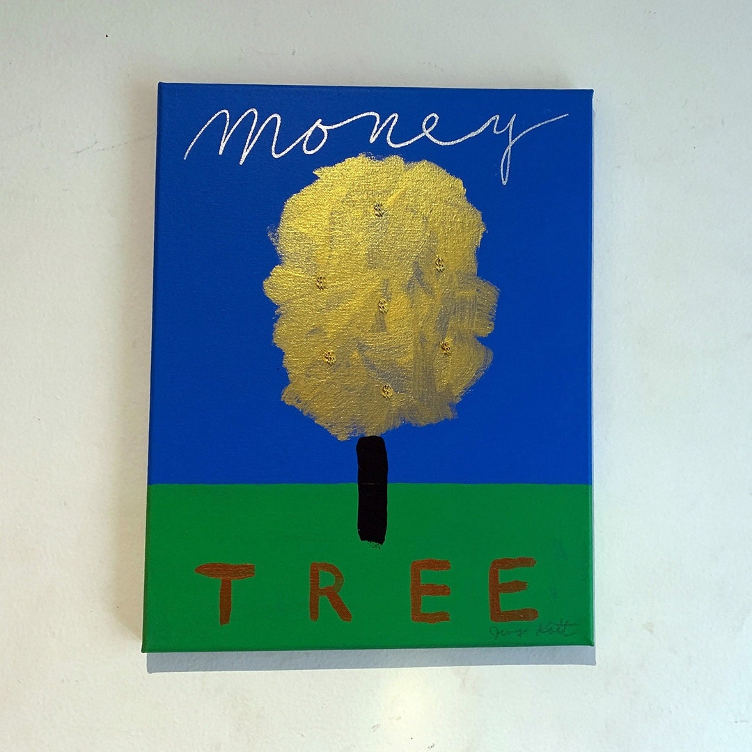 Money Tree (blue) Acrylic Painting on Canvas by Artist Jerry Kott - Etsy