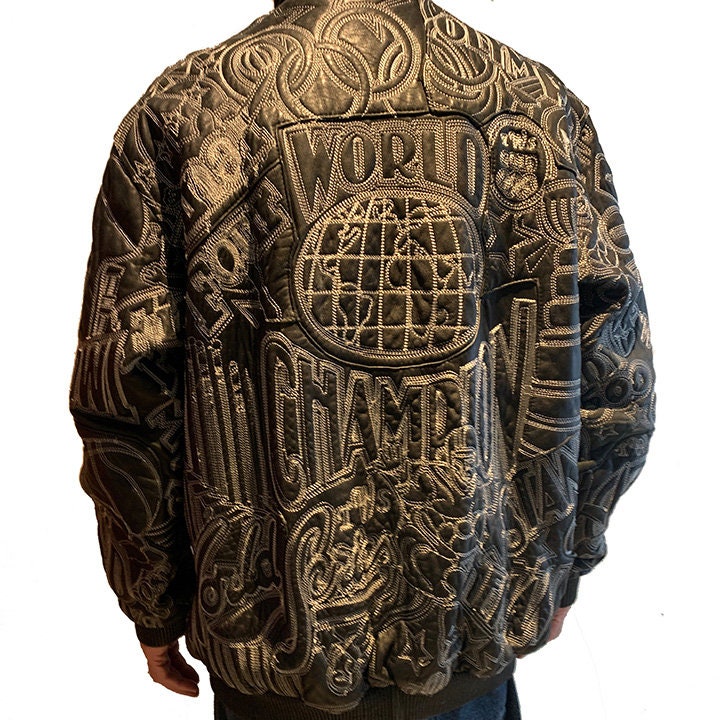 Embroidered Leather Bomber Jacket by Five Boroughs - Etsy Embroidered Leather Bomber Jacket by Five Boroughs - Etsy