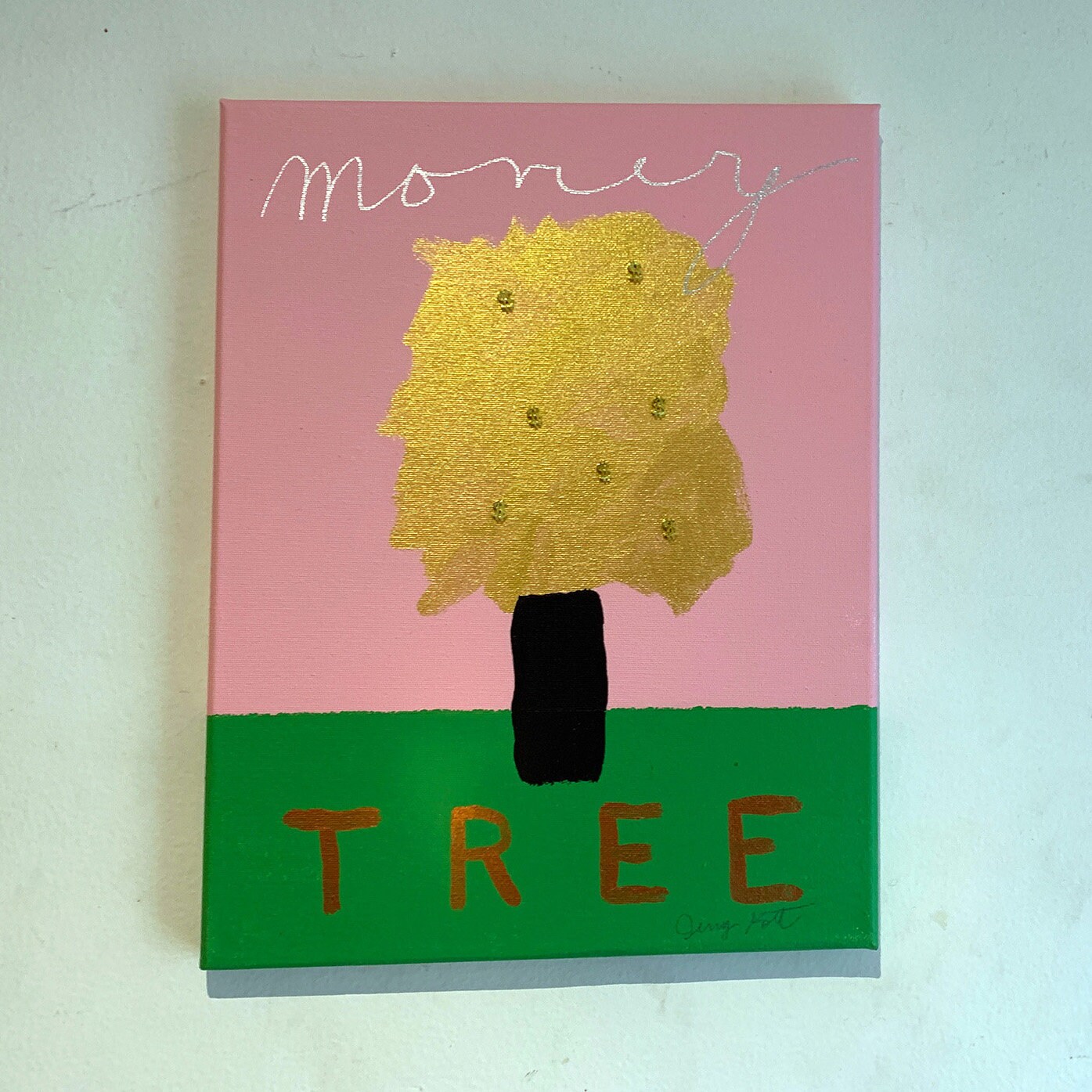 Money Tree (pink) Acrylic Painting on Canvas by Artist Jerry Kott - Etsy