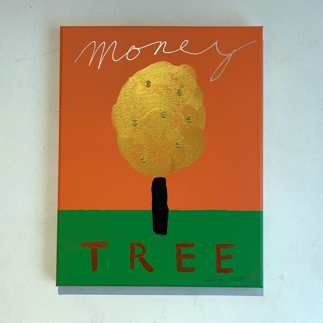 Money Tree (orange) Acrylic Painting on Canvas by Artist Jerry Kott - Etsy
