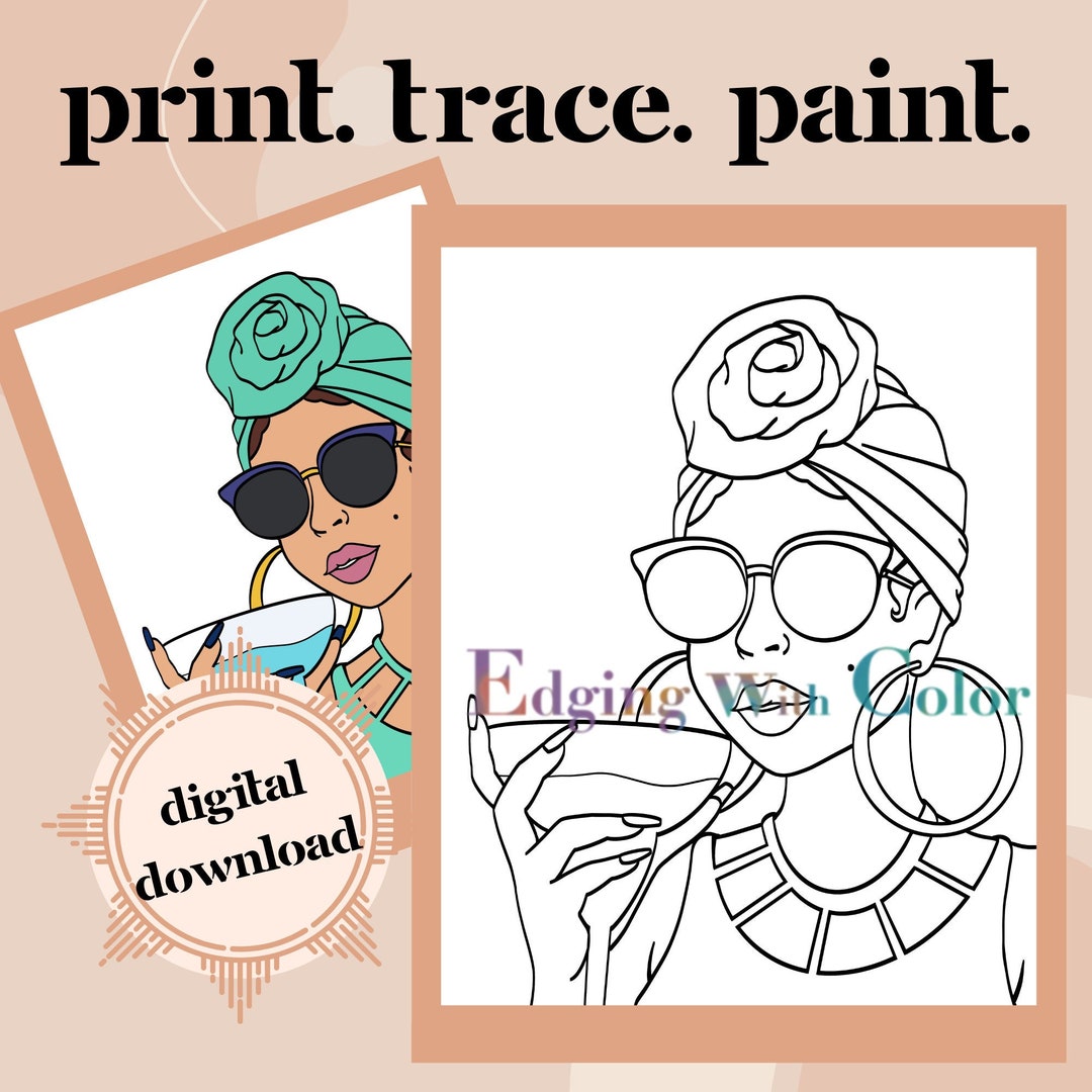 DIY Sip and Paint, Paint Party, Stencil, Print and Trace, Coloring Page ...