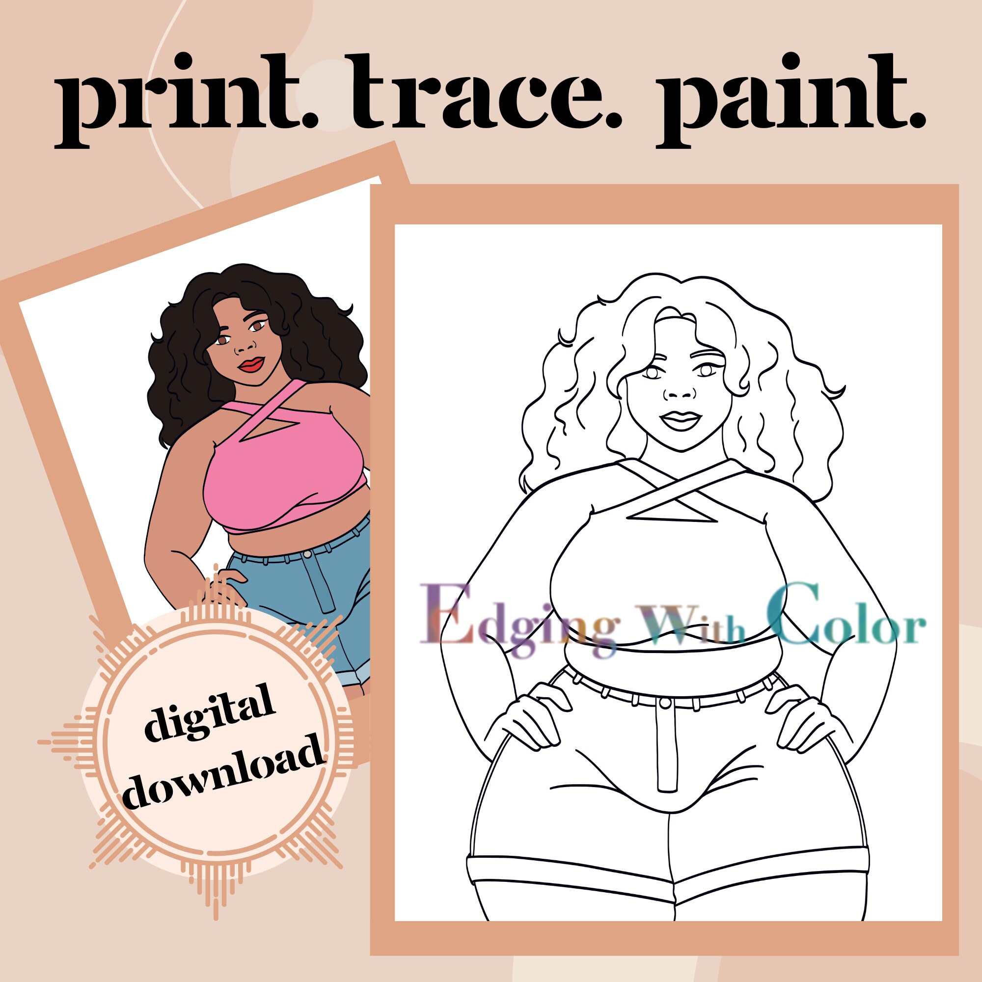 DIY Sip and Paint, Paint Party, Stencil, Print and Trace, Coloring Page ...