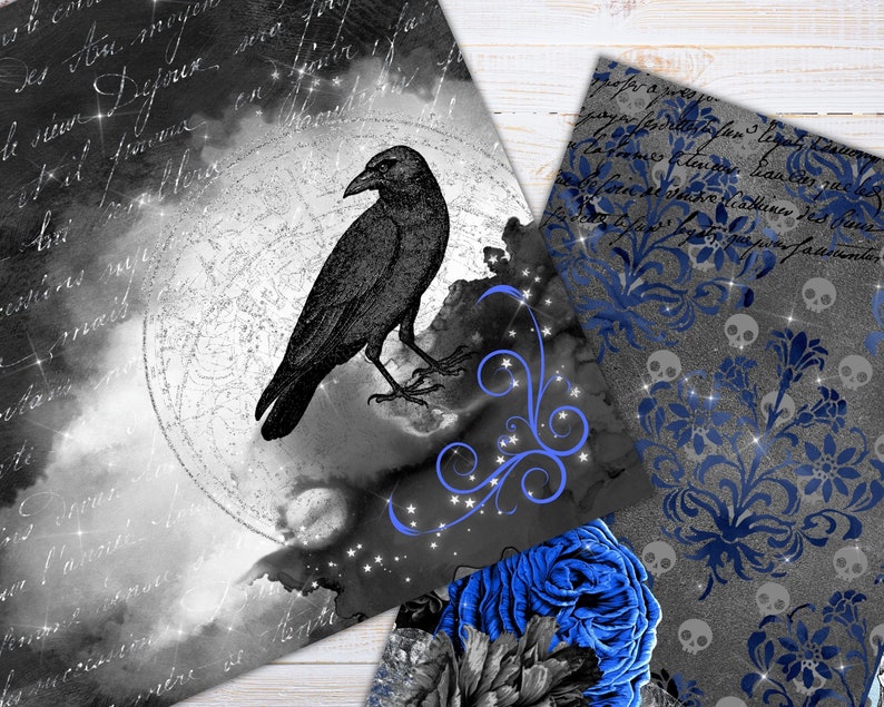 Midnight Blue Witch, Junk Journal Kit, Journal Printable, Junk Journal ...