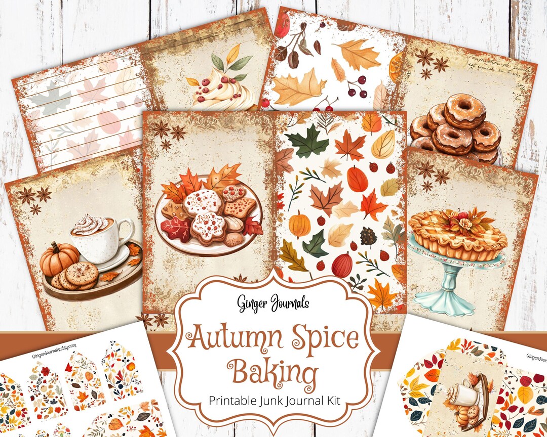 Autumn Spice Baking Junk Journal Kit, Pumpkin Ephemera, Junk Journal ...