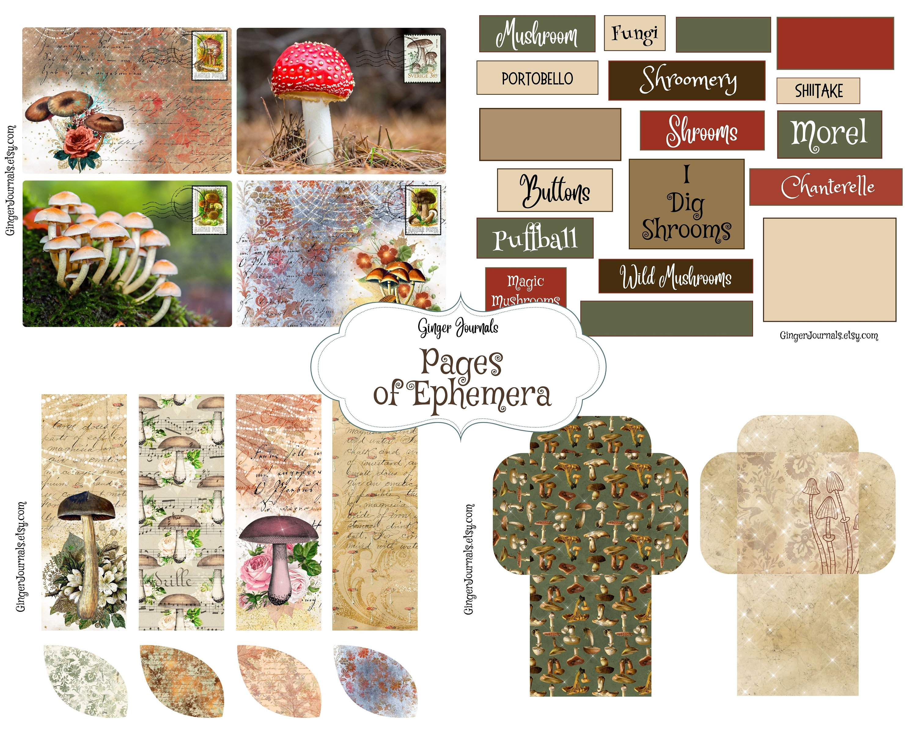 Whimsical Mushrooms Journal Kit, Mushroom Journal, Junk Journal ...