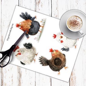 Cute Chicken Characters Fussy Cuts, Chicken Ephemera, Junk Journal ...