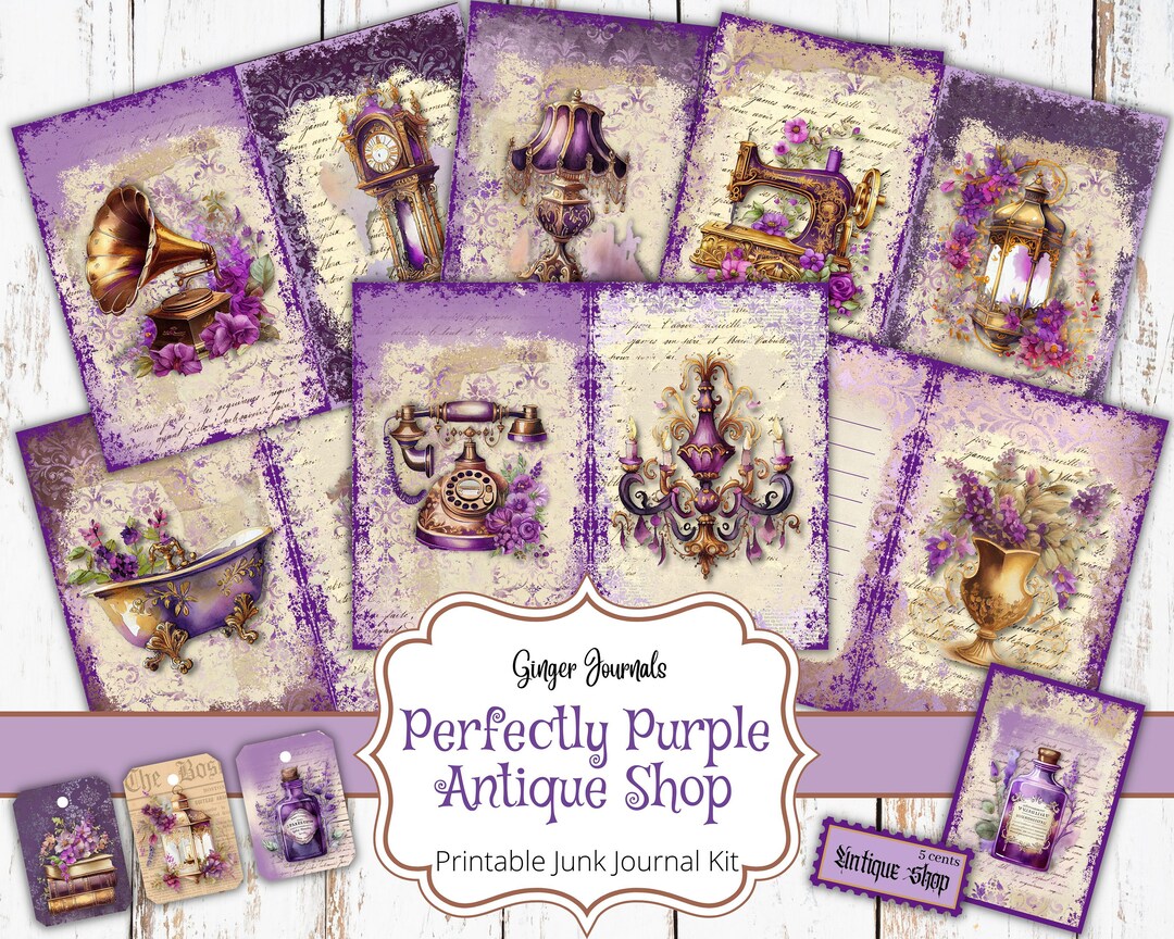 Purple Junk Journal Kit, Perfectly Purple Antique Shop, Junk Journal ...