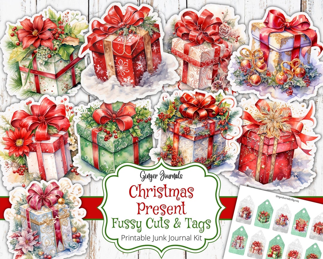 Christmas Present Fussy Cuts, Christmas Junk Journal Kit, Junk Journal ...