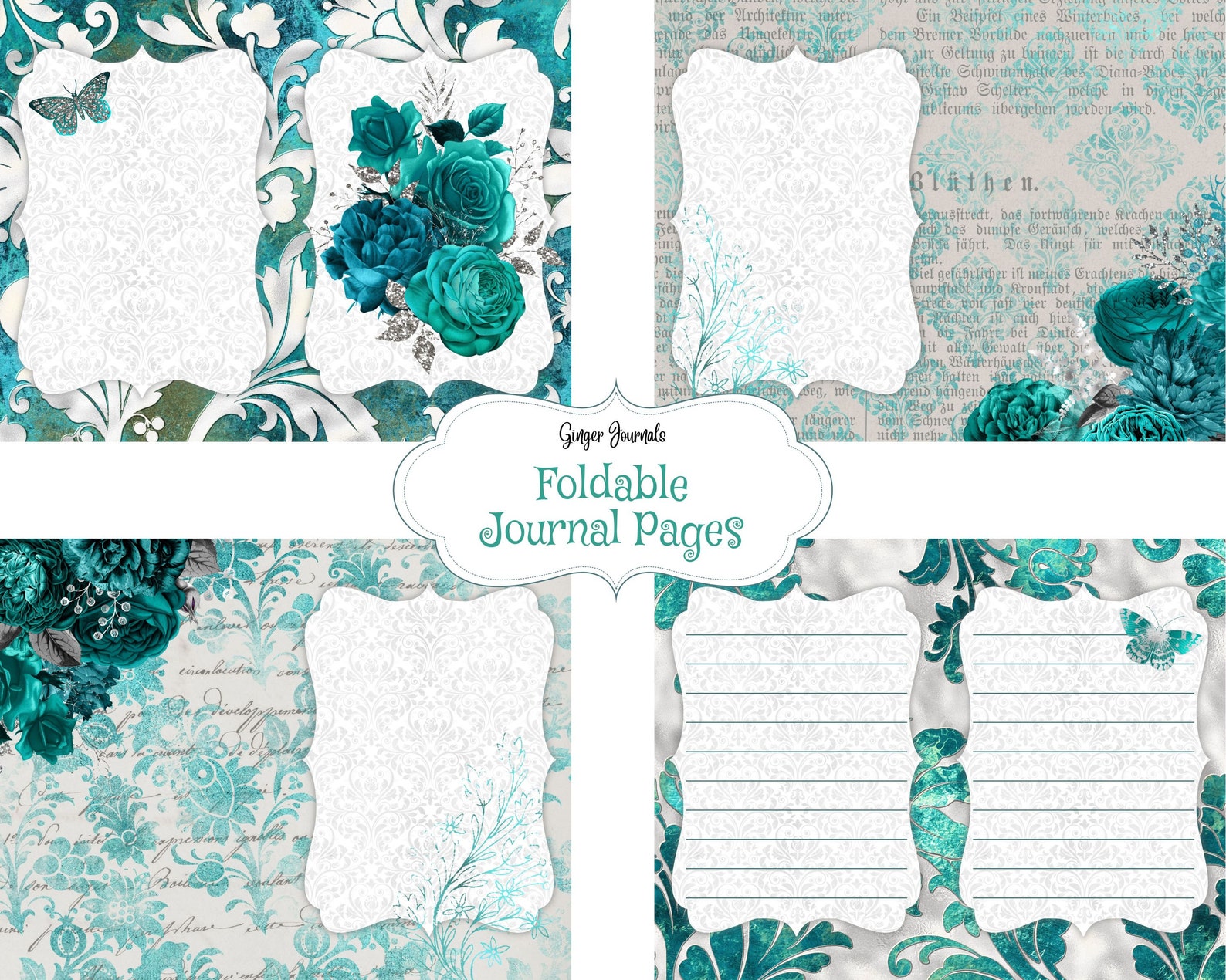 Timeless Teals Junk Journal Kit Junk Journal Printable - Etsy