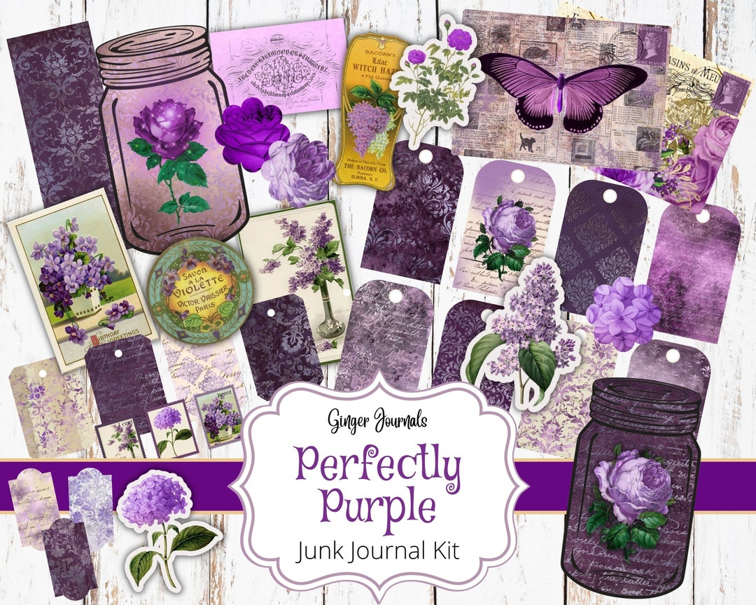 Perfectly Purple Junk Journal Kit, Junk Journal Printable, Journal Add ...