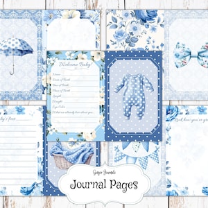 New Baby Junk Journal Kit, Blue Baby Journal, Junk Journal Printable ...