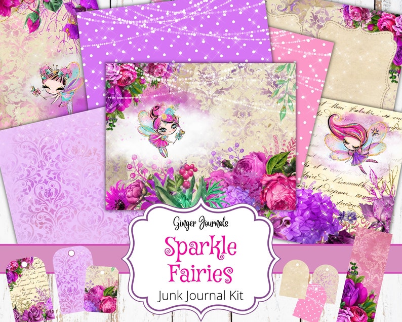 Sparkle Fairies Junk Journal Kit, Junk Journal Printable, Fairies Paper ...