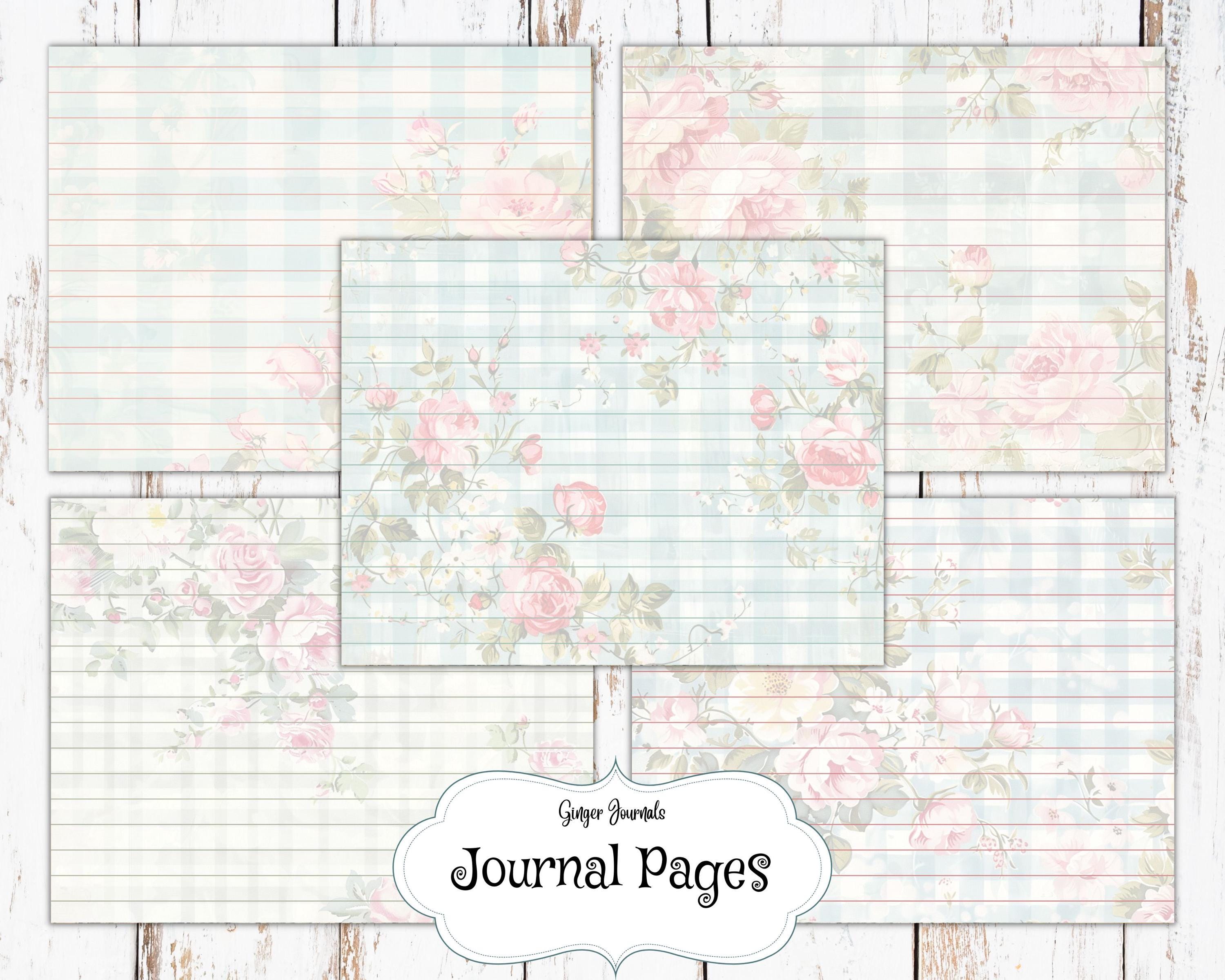 Shabby Floral Gingham Faded Background Pages Junk Journal Kit, Junk ...