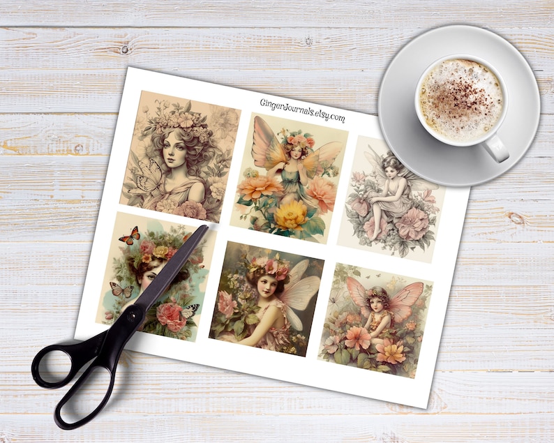Vintage Style Fairy Ephemera, Fairies Ephemera, Junk Journal Printable ...
