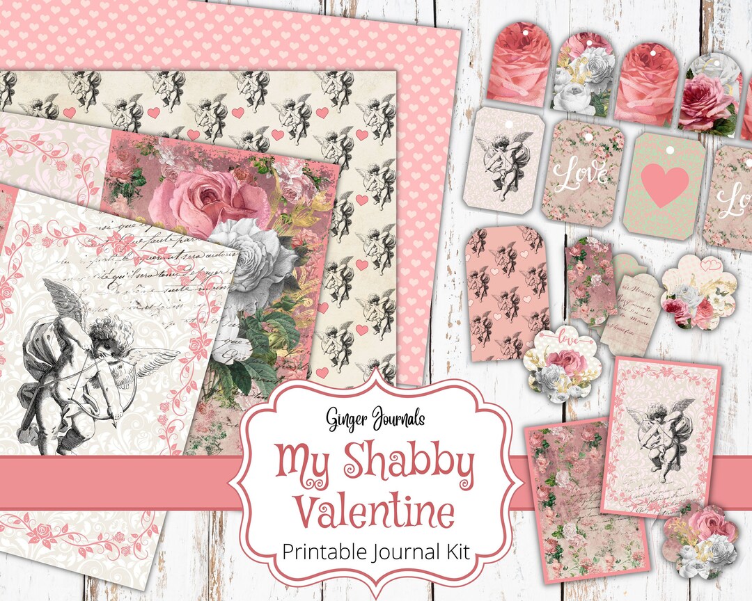 Valentine Junk Journal Kit, Junk Journal Printable, Scrapbook, Shabby ...
