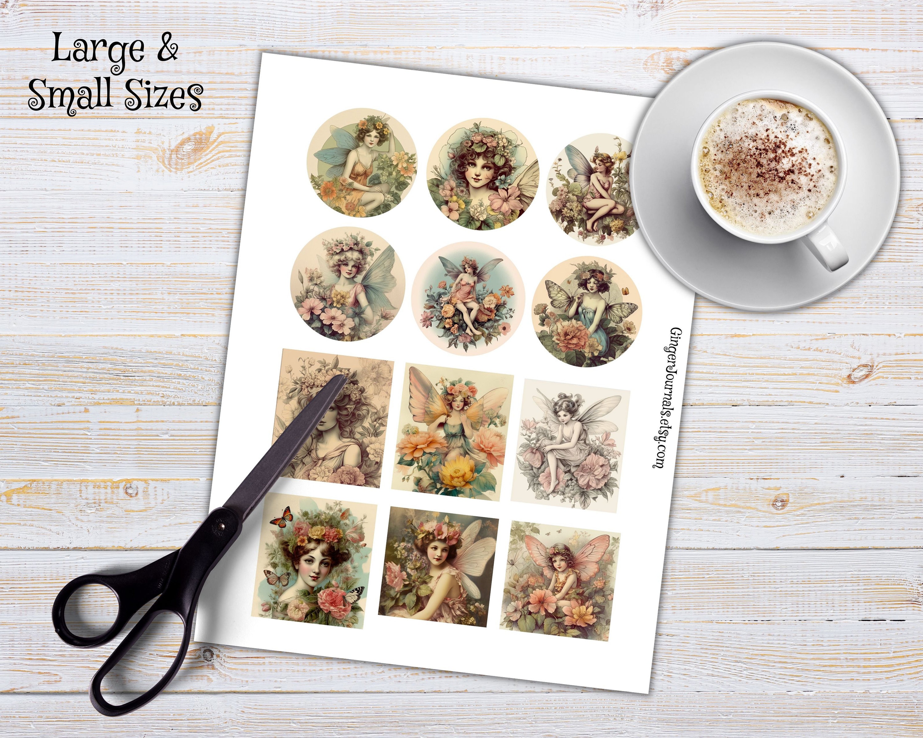Vintage Style Fairy Ephemera, Fairies Ephemera, Junk Journal Printable ...