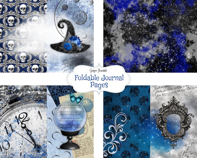 Midnight Blue Witch, Junk Journal Kit, Journal Printable, Junk Journal ...