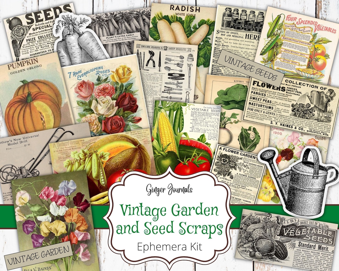 Vintage Garden and Seed Scraps, Garden Ephemera, Seed Packet Ephemera ...