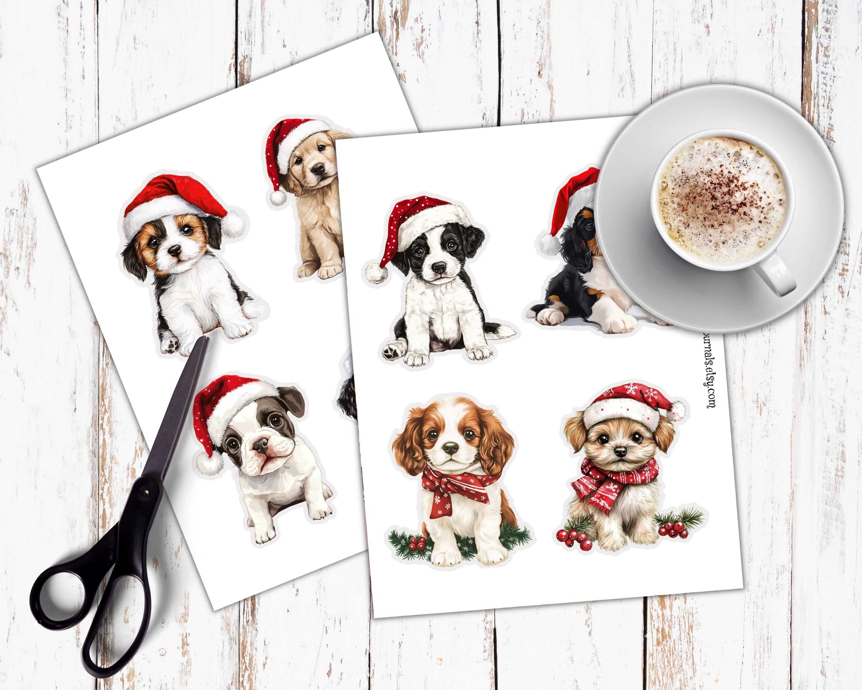 Christmas Puppies Fussy Cuts, Junk Journal Kit, Junk Journal Printable ...