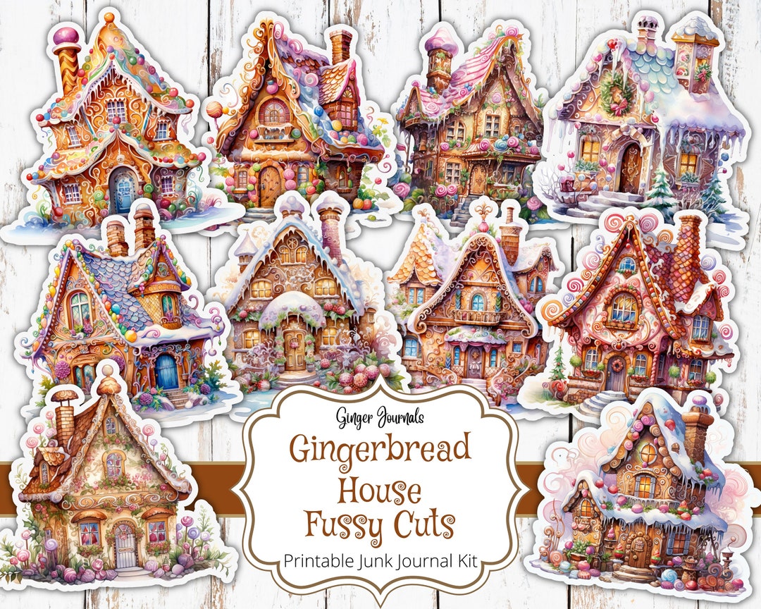 Gingerbread House Fussy Cuts, Christmas Junk Journal Kit, Journal ...