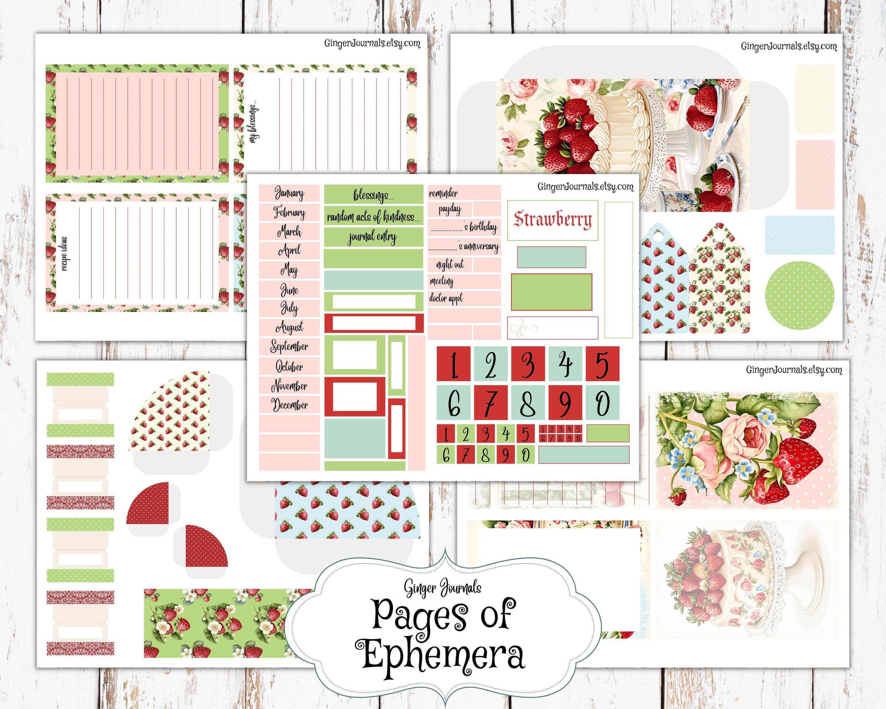 Strawberry Any Month Journal Planner, Junk Journal Kit, Strawberries ...