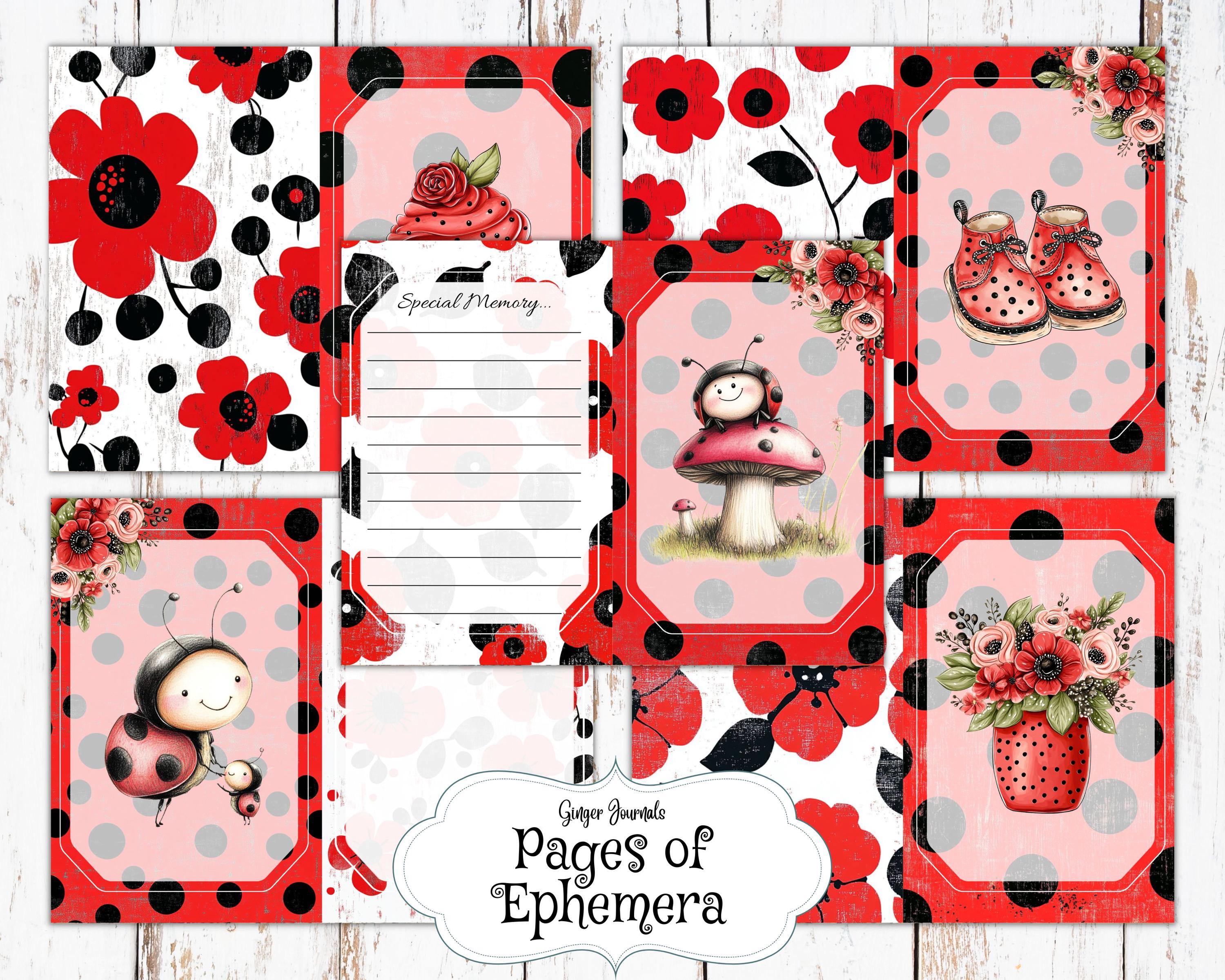 New Baby Ladybug Junk Journal Kit, Junk Journal Printable, Ladybugs ...