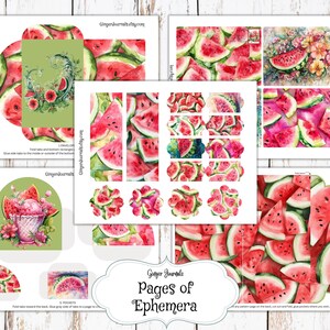 Watermelon Season Junk Journal Kit, Ephemera, Junk Journal Printable ...