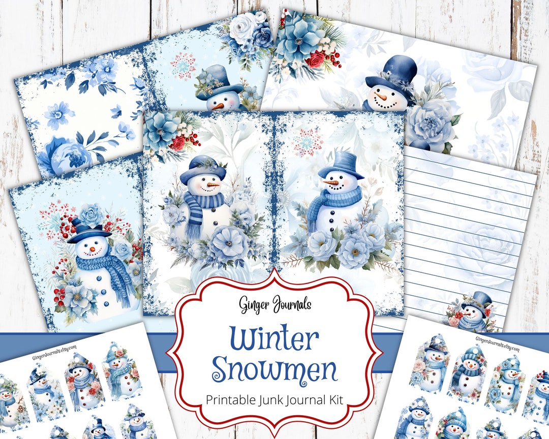 Winter Snowmen, Junk Journal Kit, Junk Journal Printable, Journal ...