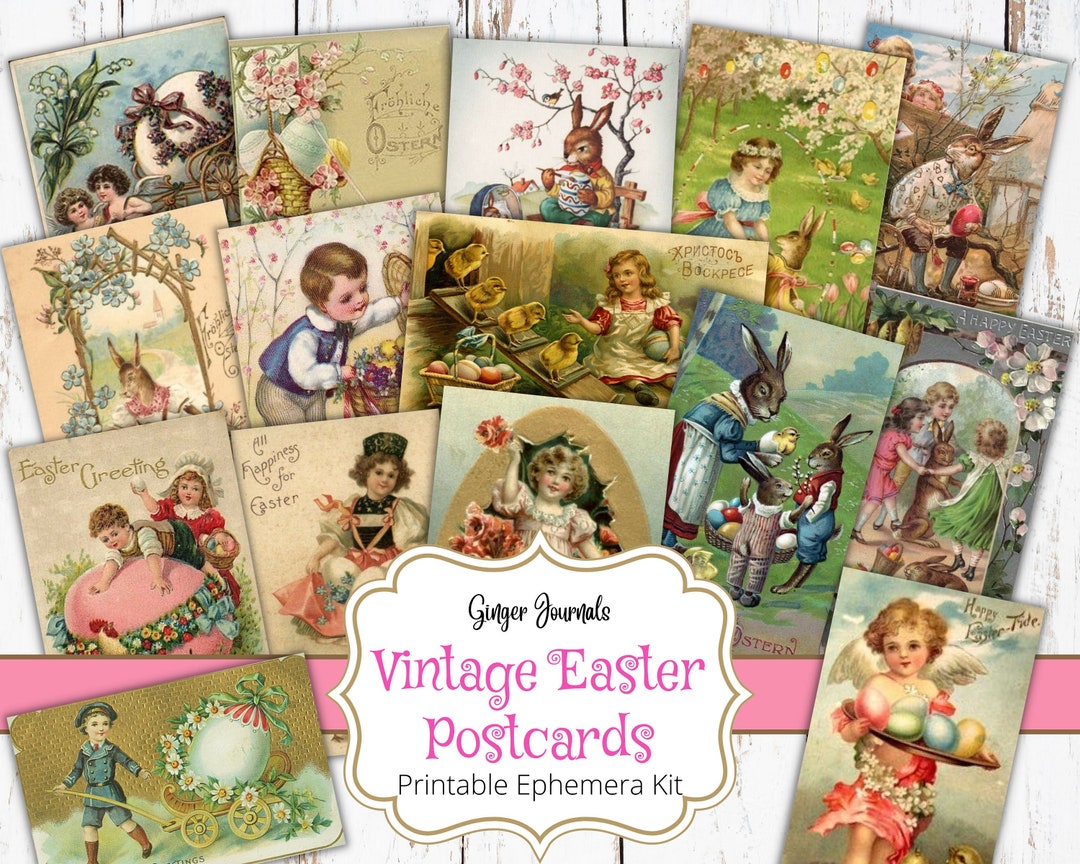 Vintage Easter Ephemera Kit, Easter Ephemera, Easter Add Ons, Postcard ...