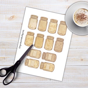 Ephemera Mason Jars, Vintage Jars, Junk Journal Kit, Junk Journal Printable, Vintage Junk ...