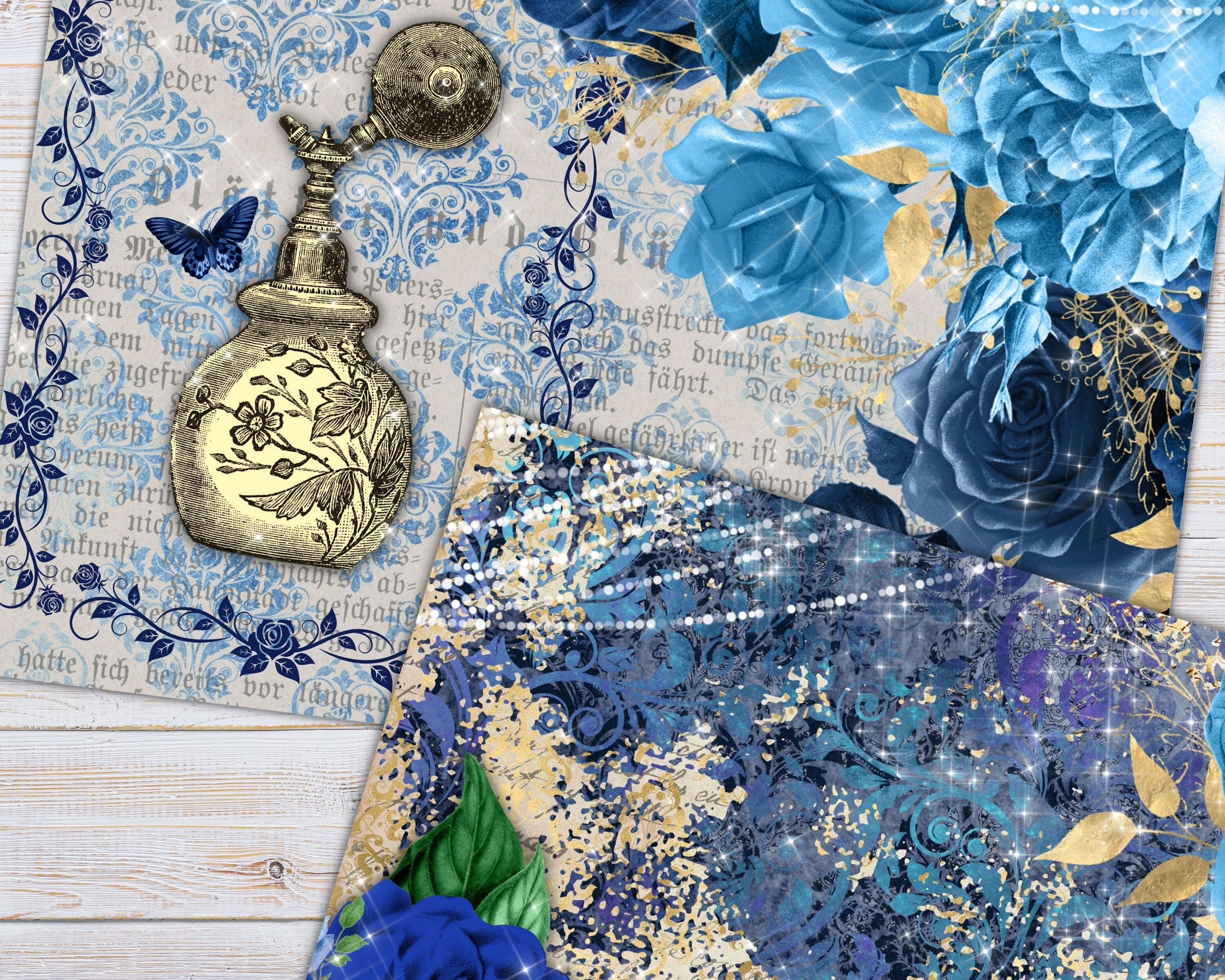 Blue Floral Junk Journal Kit, Junk Journal Printable, Junk Journal ...