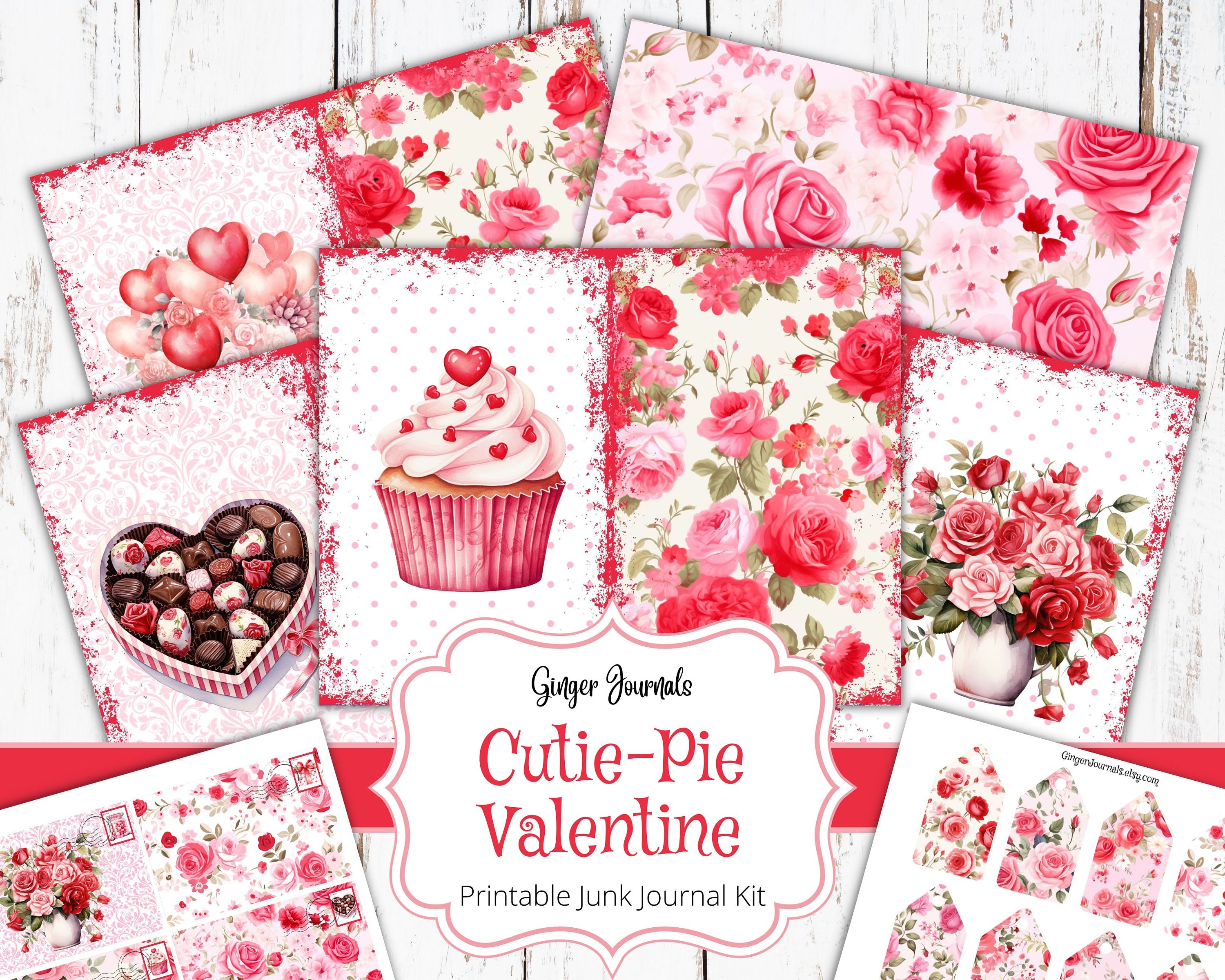 Valentine Junk Journal Kit, Journal Printable, Valentine Fussy Cuts ...