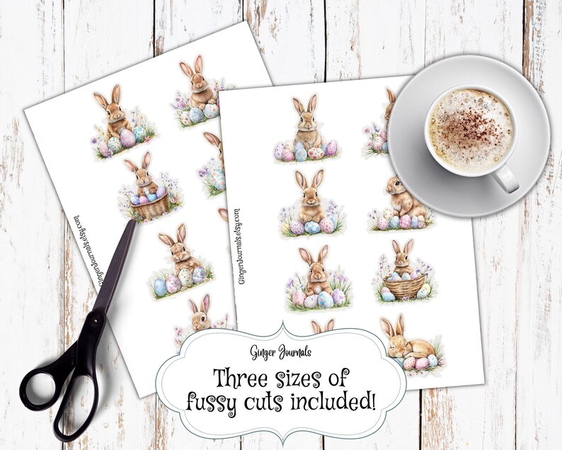Adorable Easter Bunny Fussy Cuts, Easter Junk Journal Kit, Junk Journal ...
