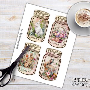 Boho Bunny Ephemera Jars, Mason Jar Tags, Junk Journal Printable, Junk ...