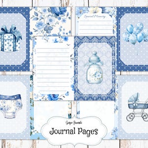 New Baby Junk Journal Kit, Blue Baby Journal, Junk Journal Printable ...