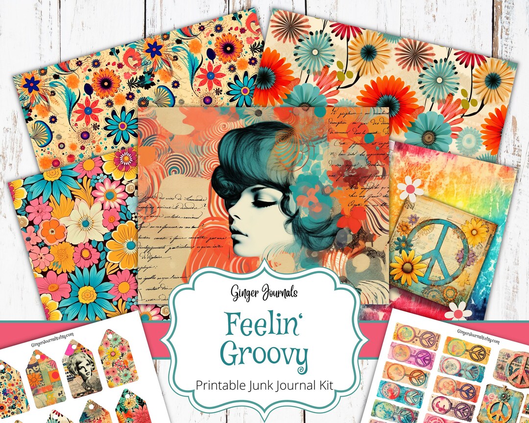 Feelin' Groovy Junk Journal Kit, Hippie Junk Journal, Boho Ephemera ...