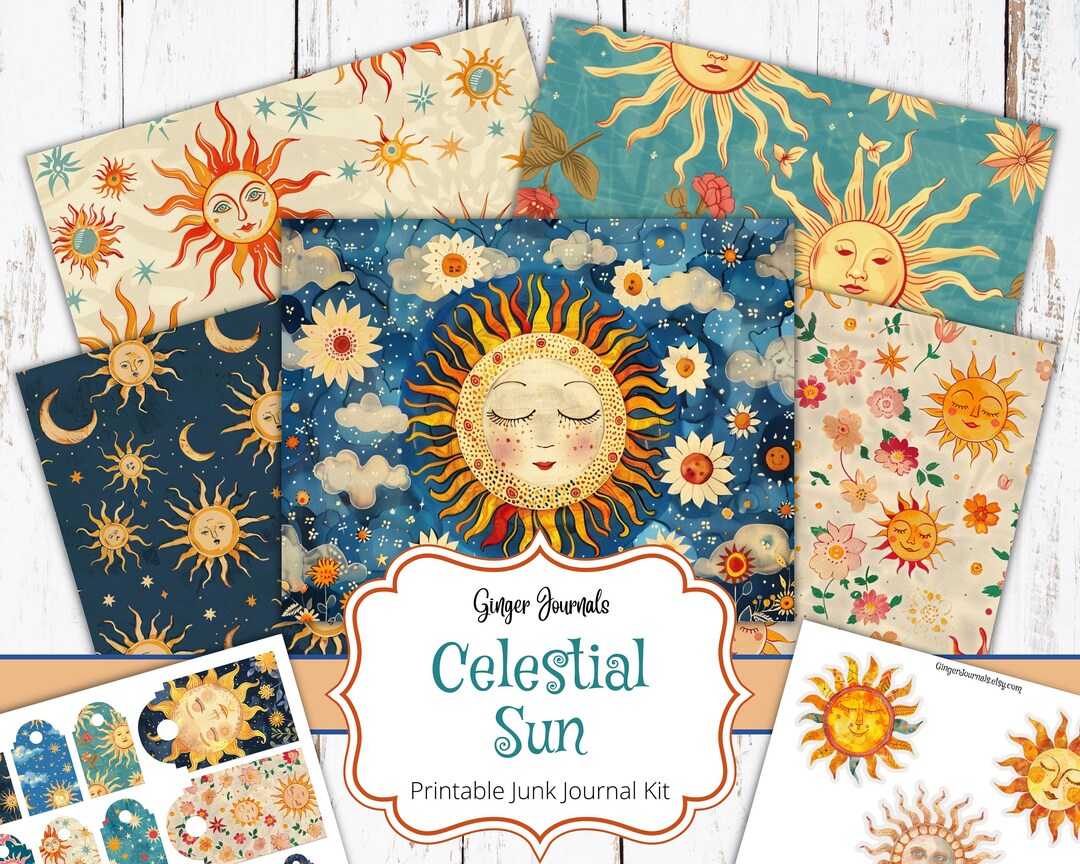 Celestial Sun Junk Journal Kit, Ephemera, Junk Journal Printable ...