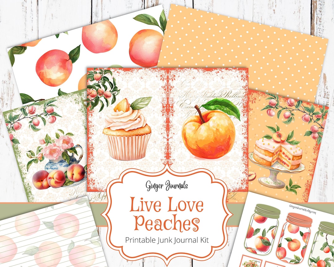 Live Love Peaches Junk Journal Kit, Ephemera, Junk Journal Printable ...