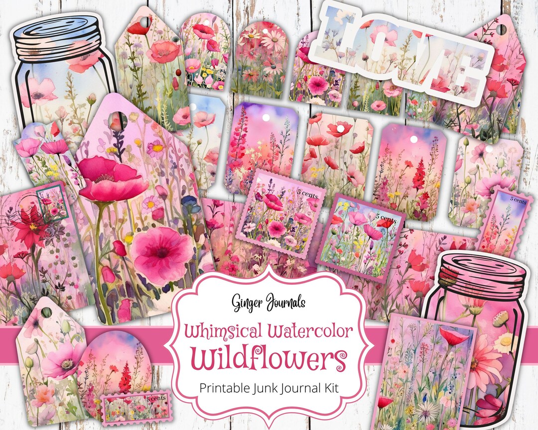 Wildflower Junk Journal Kit, Junk Journal Kit, Junk Journal Printable ...