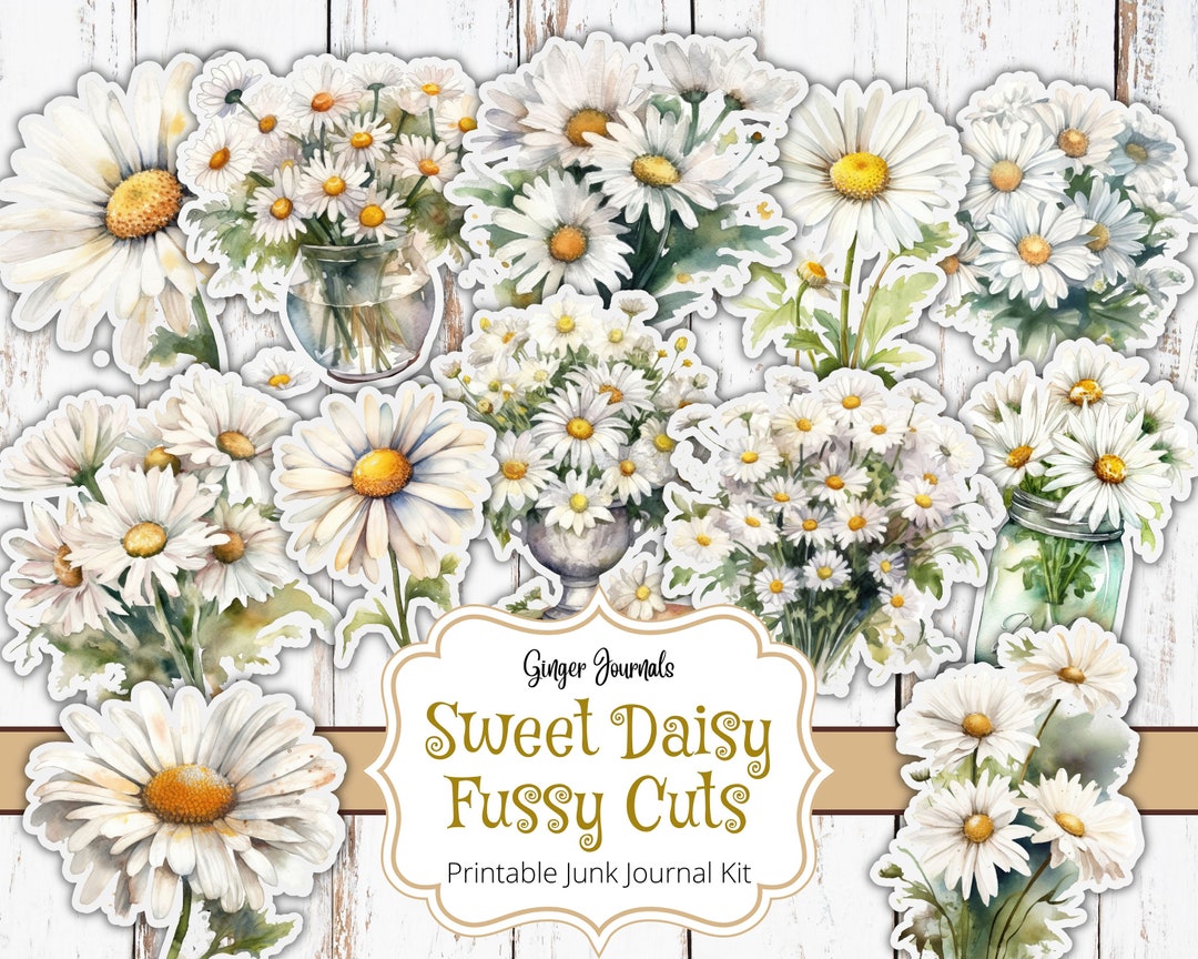 Floral Fussy Cuts, Sweet Daisy, Junk Journal Printable, Junk Journal ...