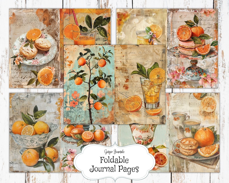 Vintage Collage Orange Junk Journal Kit, Junk Journal Printable, Junk ...