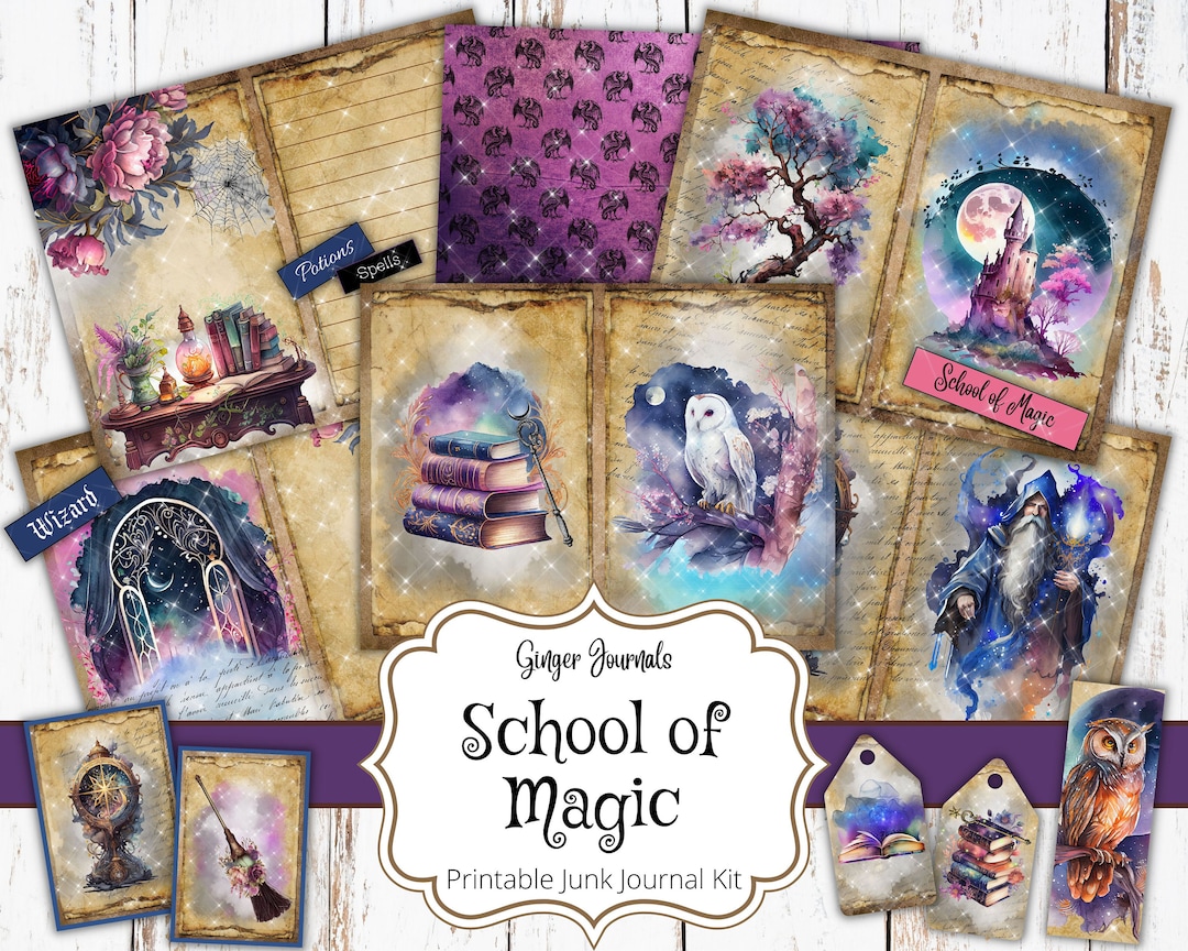 School of Magic Junk Journal Kit, Junk Journal Printable, Witch Junk ...