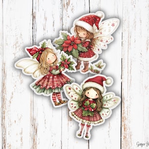 Poinsettia Fairies Fussy Cuts, Cute as a Button, Junk Journal Kit, Junk ...