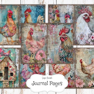 Bohemian Chicken Collage Junk Journal Kit, Ephemera, Junk Journal ...
