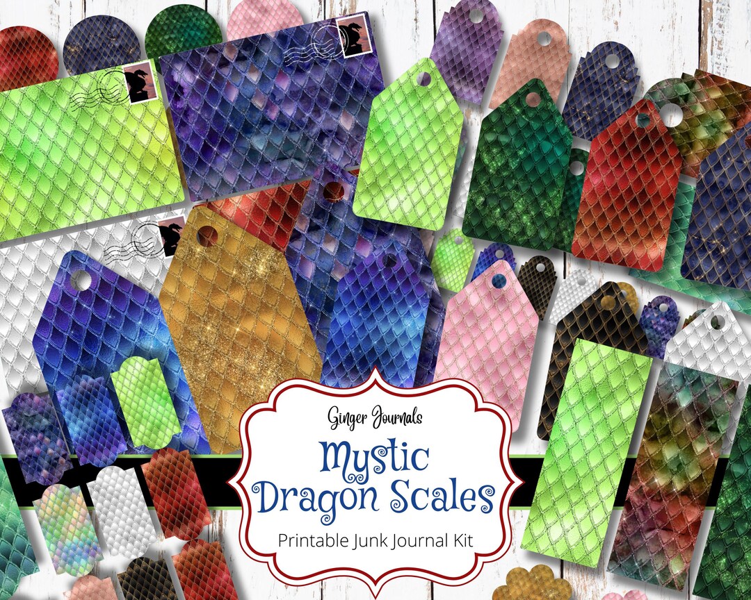 Mystic Dragon Scales Junk Journal Kit, Grimoire Journal, Junk Journal ...