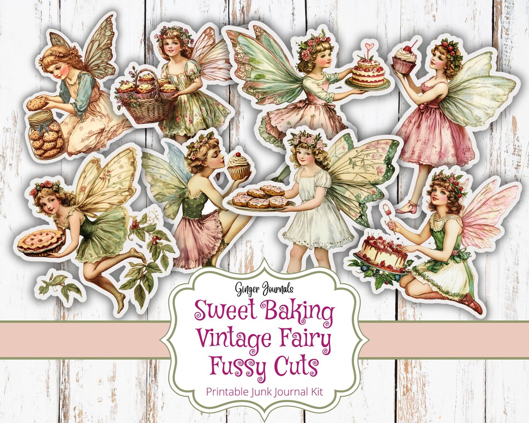 Sweet Baking Vintage Fairy Fussy Cuts, Vintage Fairy Ephemera, Fairies ...