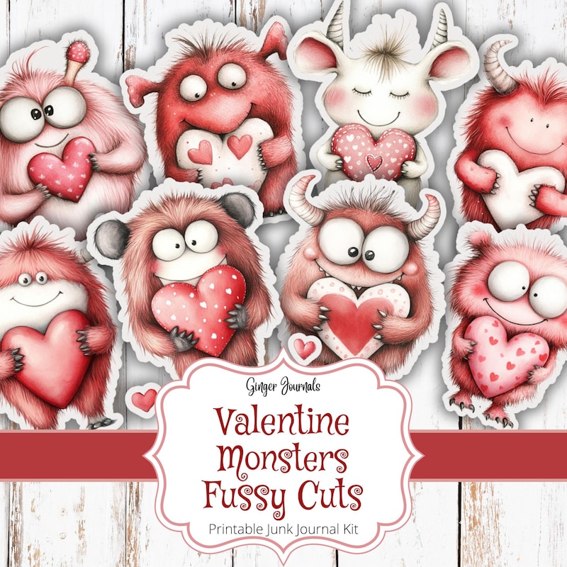 Monster Valentine Clipart - Etsy
