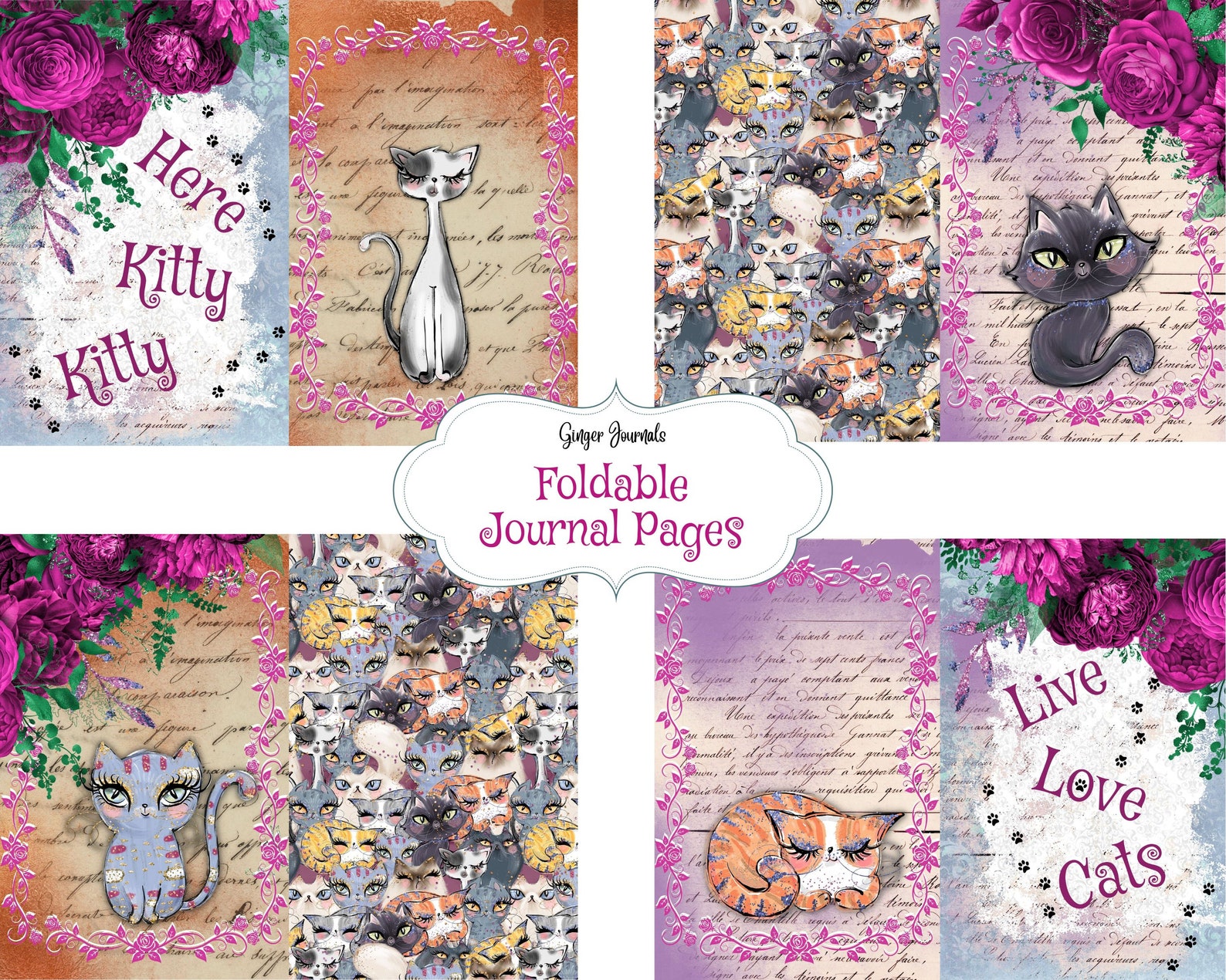 Cat Junk Journal Kit, Junk Journal Printable, Junk Journal Paper ...