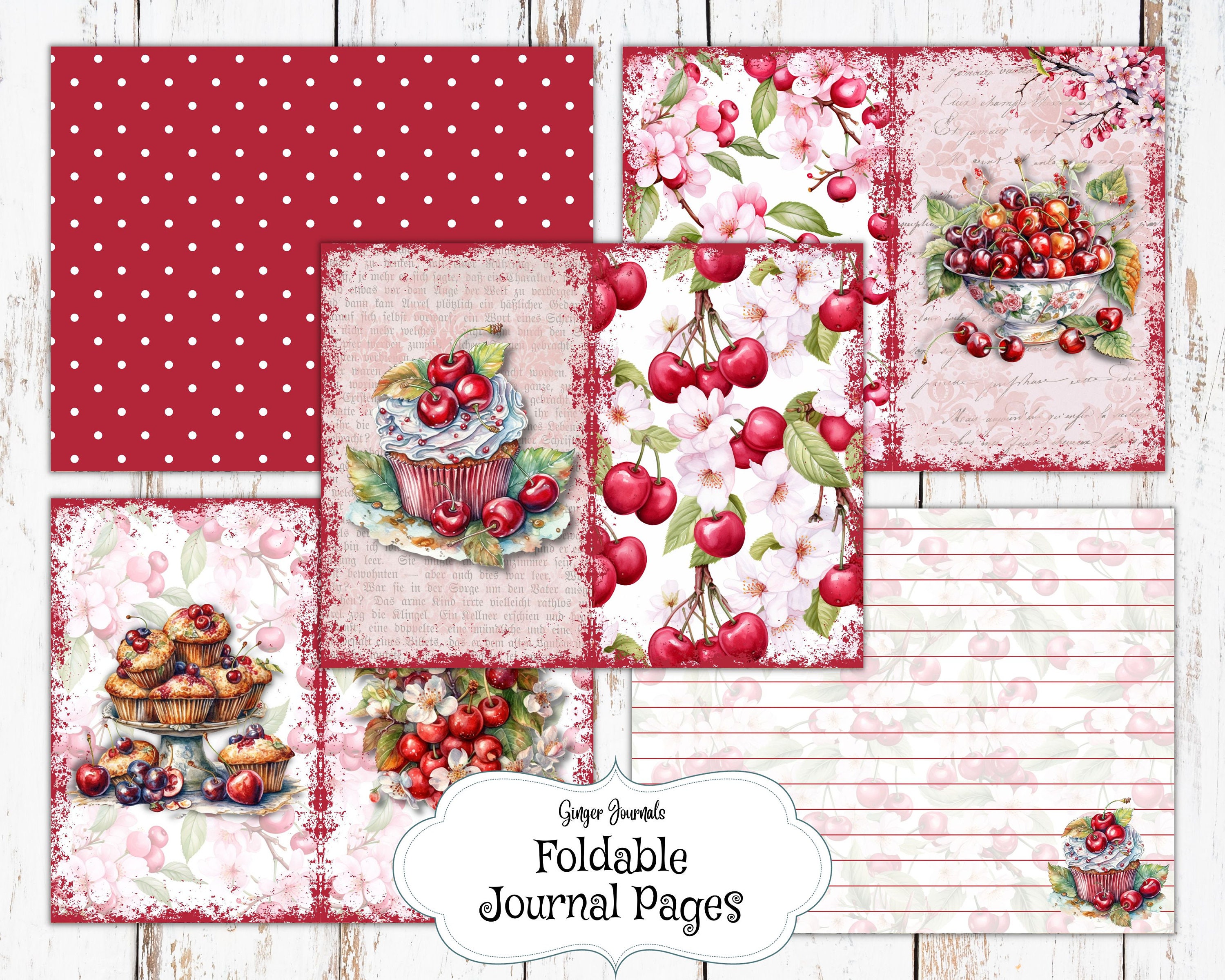 Cherry Junk Journal Kit, Junk Journal Printable, Junk Journal Paper ...