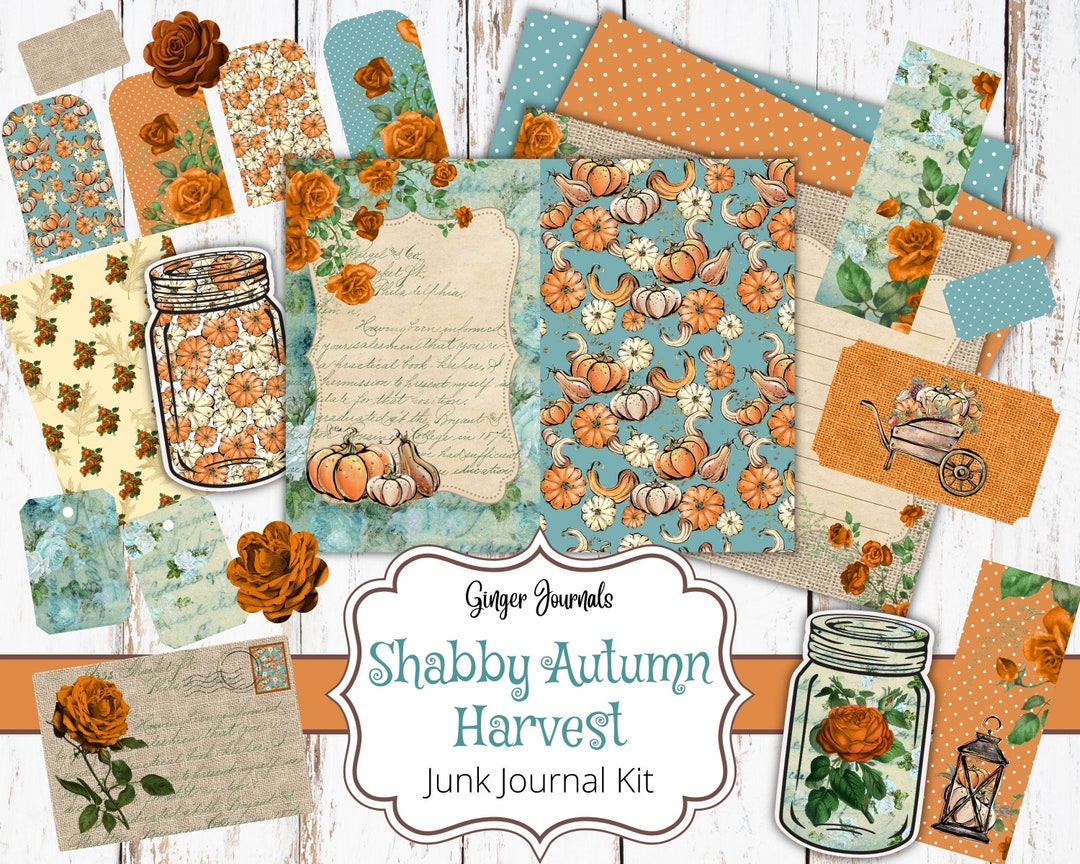 Fall Junk Journal Kit, Pumpkin Journal Kit, Junk Journal Printable ...